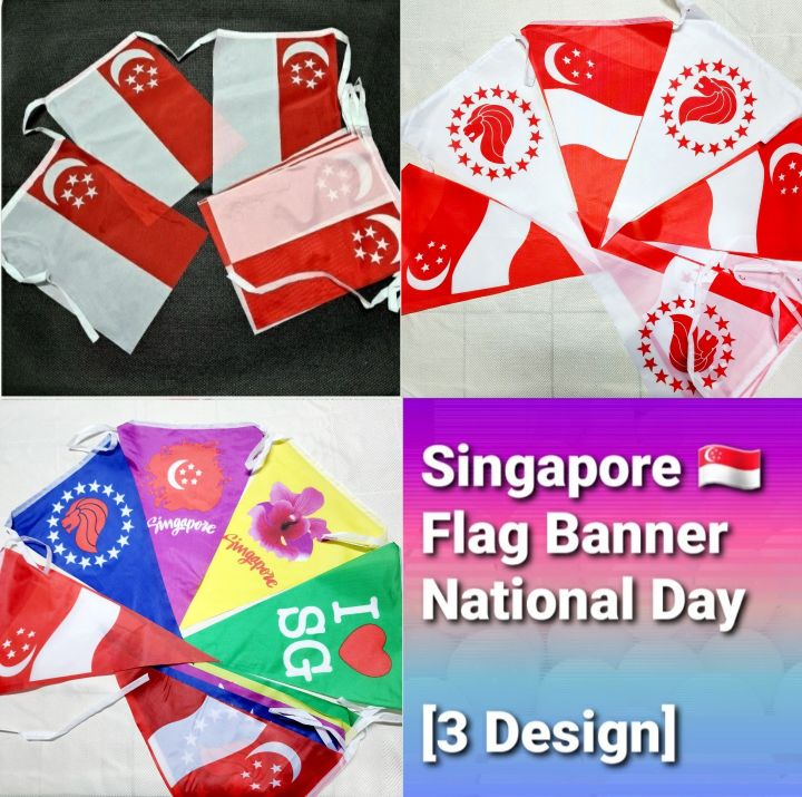 [NDP 02] [10 Flags/ 3.0 M] Singapore Hanging Flag Banner | National Day ...