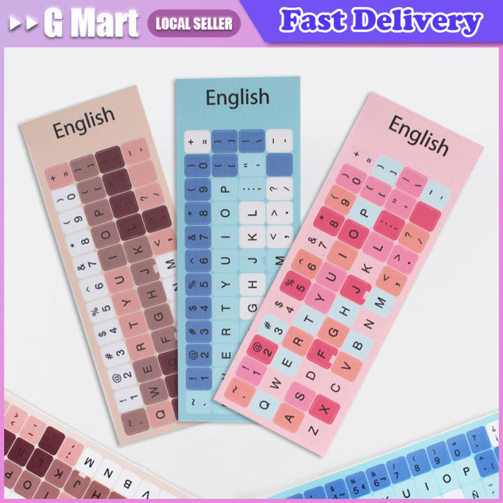 Colorful Keyboard Stickers Multilingual English Korean Spanish Japanese ...