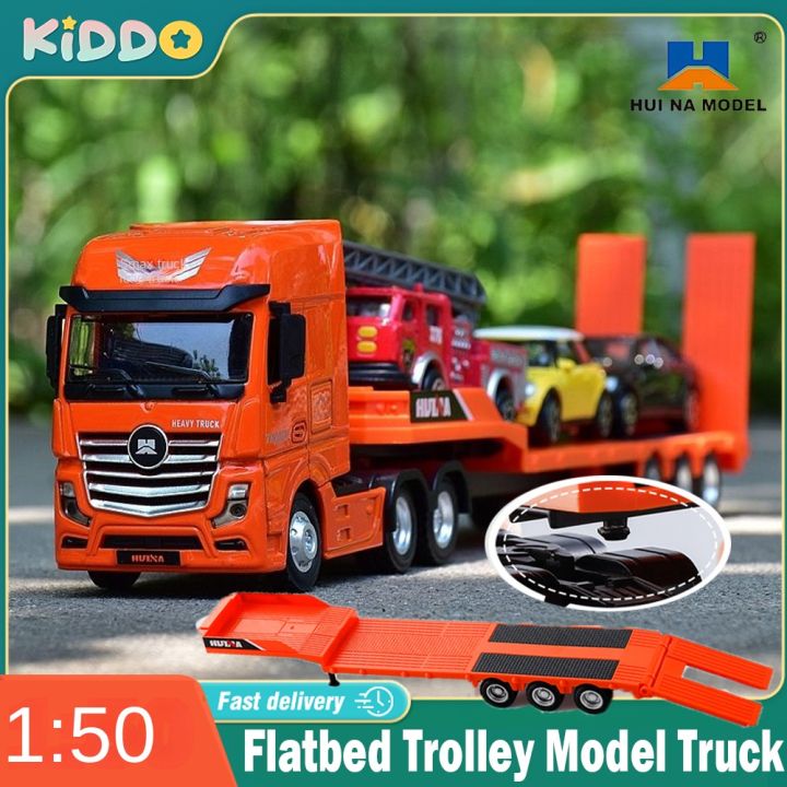 Huina 1:50 Diecast Truck Model Car Trailer Flatbed Oil Tank Static ...