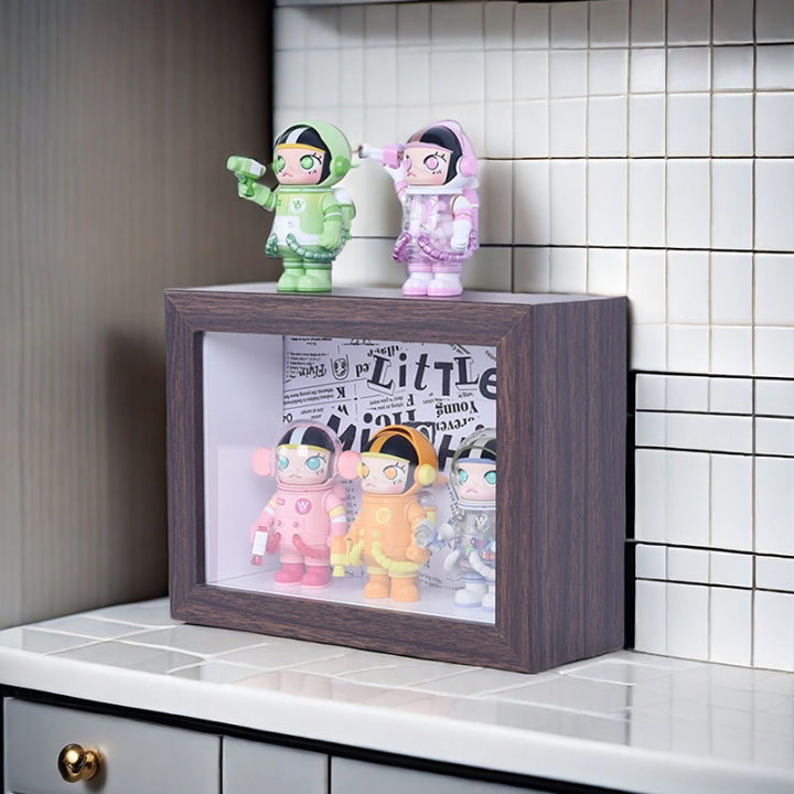 Pop Mart Blind Box Storage Display Stand Photo Frame PopMart Solid Wood ...