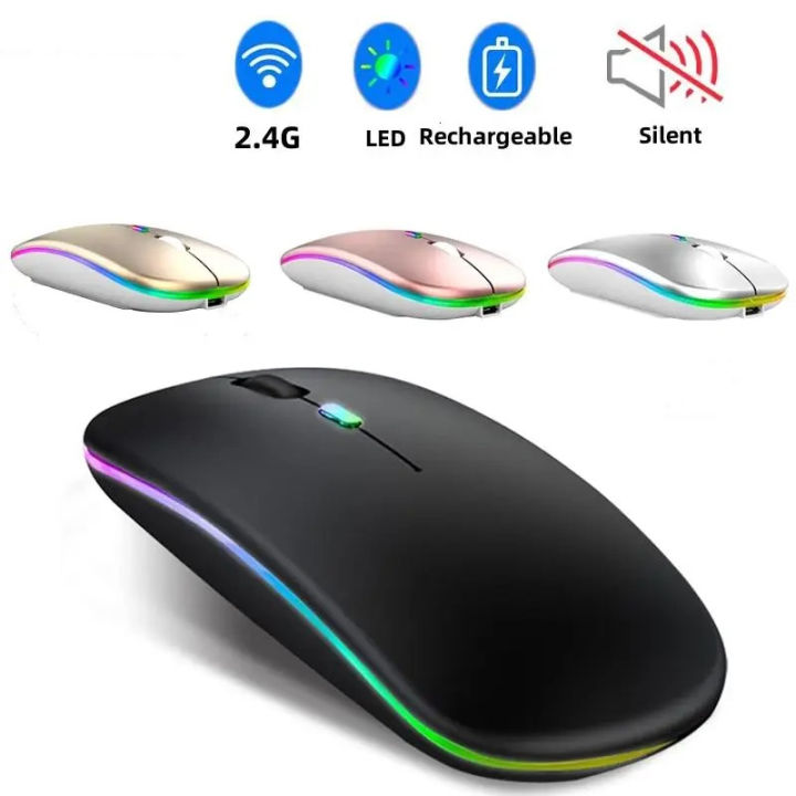 Wireless Mouse RGB Rechargeable Mice Wireless Computer Mause LED ...