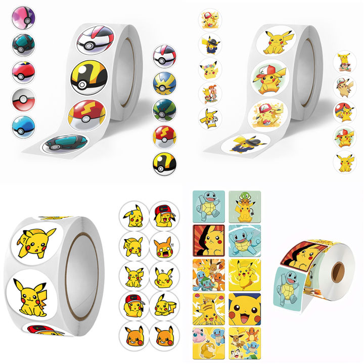 500Pcs Pikachu Pokemon Anime Sticker Roll Kids Cute Cartoon Reward ...