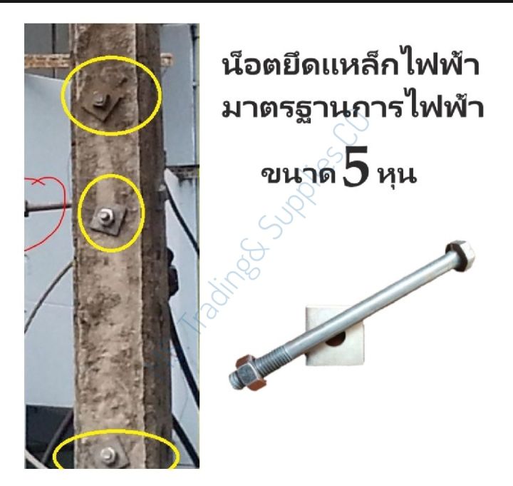 แหวนเหลี่ยม 5/8“น๊อตจับเสา น๊อตจับเสาไฟฟ้า 5นิ้ว - 14นิ้ว ขนาด 5/8 ...