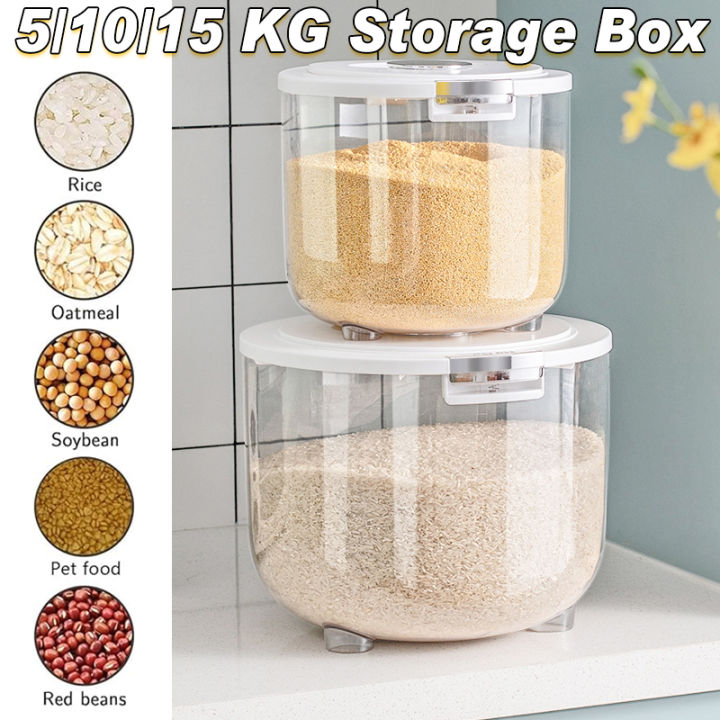 15Kg Rice Storage Container with Measuring Cup Cereal Dispenser Storage ...