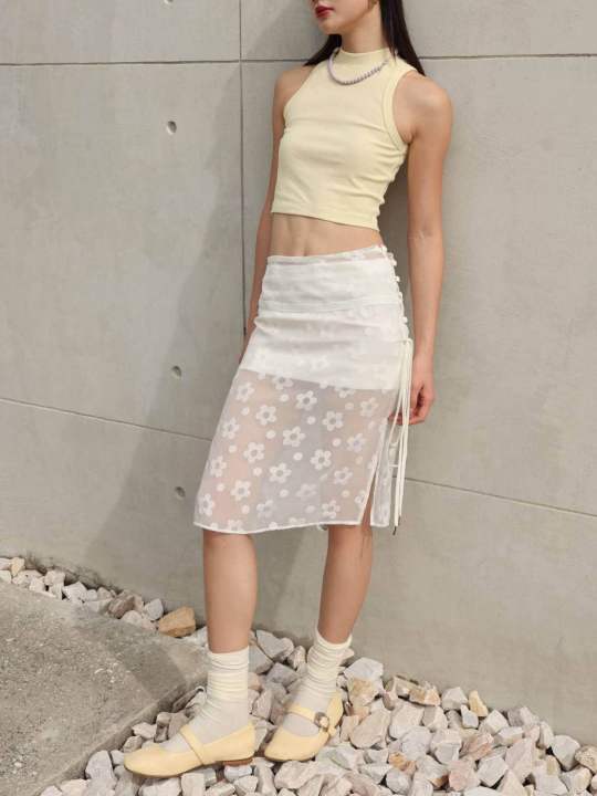 MIKA CHIFFON WHITE SKIRT กระโปรงผ้าซีทรู | Lazada.co.th