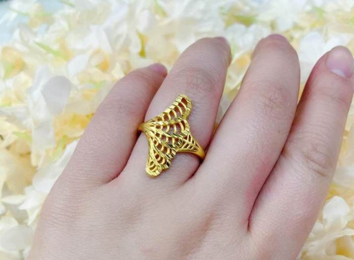 (2213) 18k gold ring for women non tarnish and not faded lifetime y ...