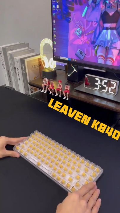 LEAVEN K840 kristal keycaps keyboard mechanical tkl rgb type-c wired ...