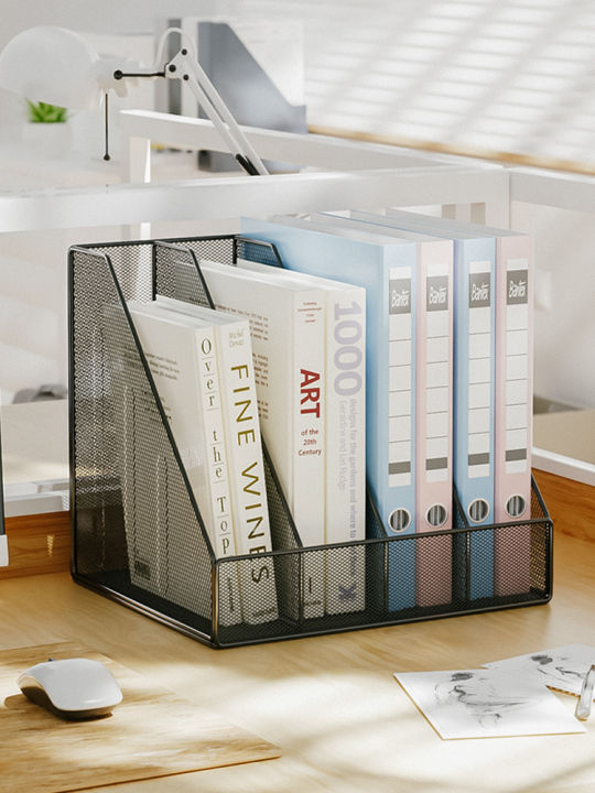 Metal Office File Folder Storage Box Desktop Document Rack Layered ...