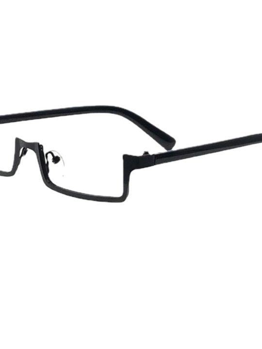 Women's Half Frame Black Rimless Glasses Square Optical Frames ...