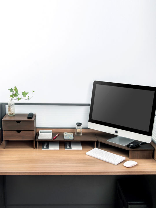 Elevated Computer Monitor Stand Desk Corner Organizer Platform ...