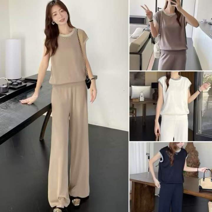 #8338 Korean Knitted Coords | Top and Pants Set | Lazada PH