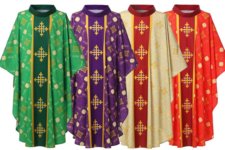 Men's Church Pastor Celebrant Chasuble Priest Robe Gown Cape Cassock ...