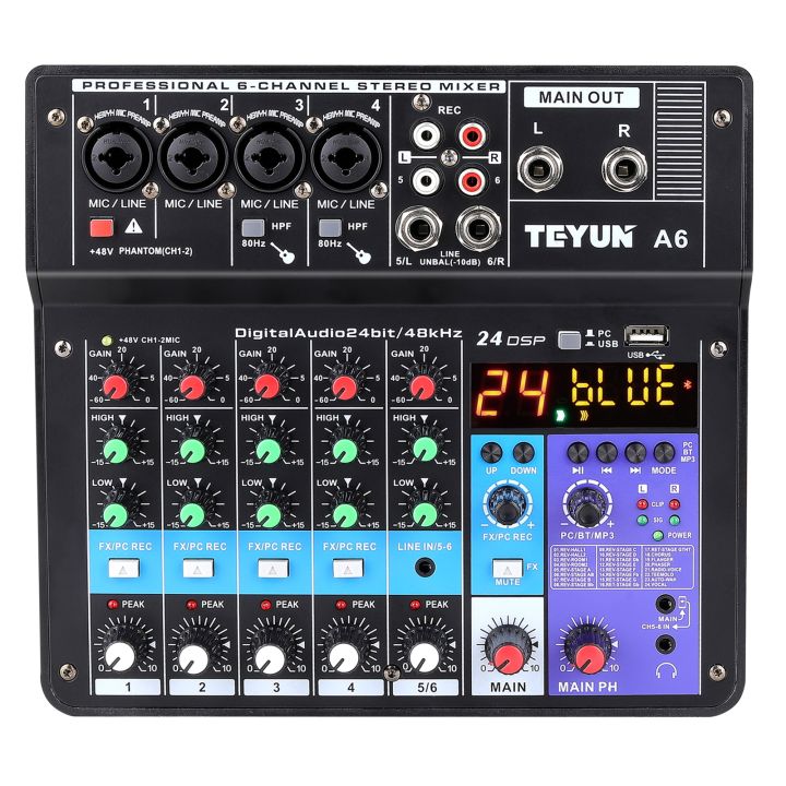 Wireless 6 Channel Audio Mixer Portable Sound Mixing Console USB ...