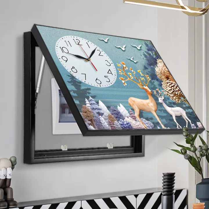 Meter Box Decorative Painting with Clock Modern Minimalist Punch-Free ...