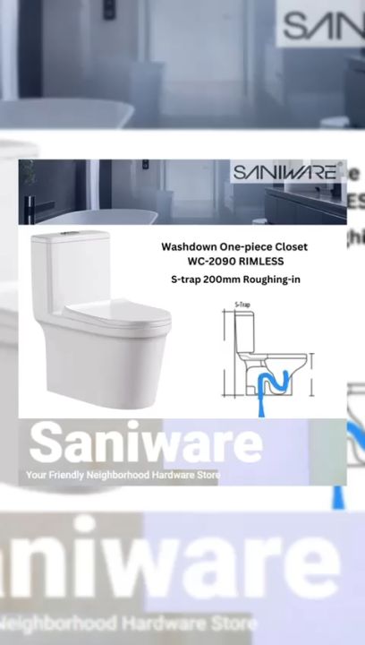 WC2090 SANIWARE RIMLESS ONE PIECE WATER CLOSET S-TRAP 200,250MM ...