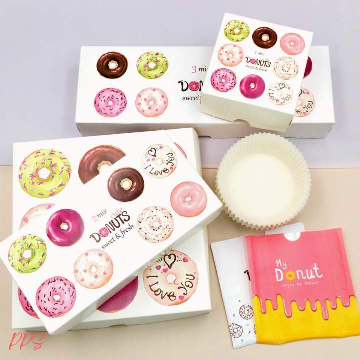 Donut Box with Design Mini Donut Pastries Box Donut Pouch Doughnut ...