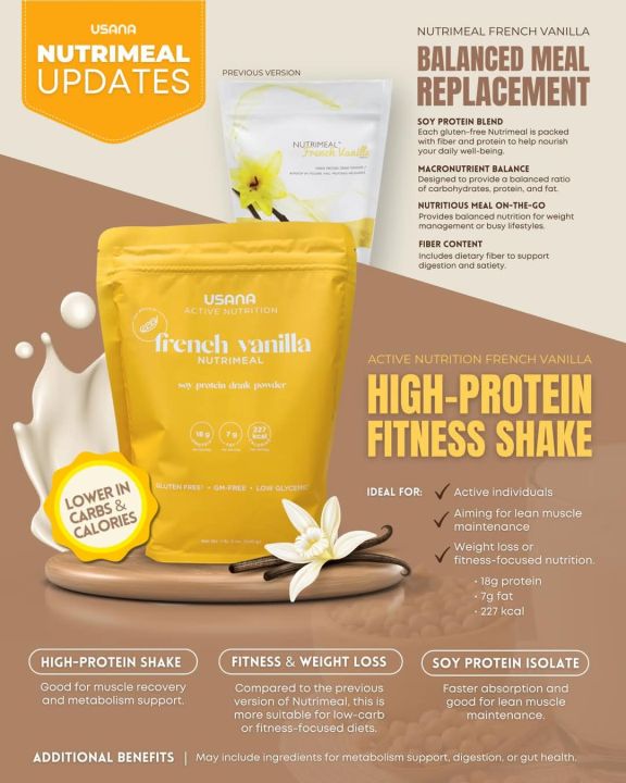 USANA ACTIVE NUTRITION French Vanilla NUTRIMEAL (Soy Protein Drink ...