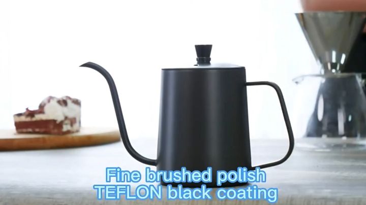 Coffee Drip Kettle Stainless Steel Teflon Coat Gooseneck Long Spout ...