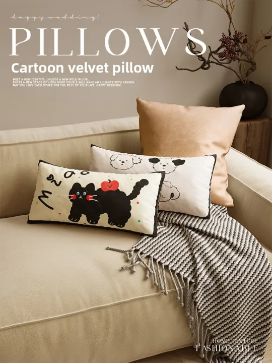YINSHANG | Cute Cat Shaped Long Rectangular Cushion Cover | Lazada