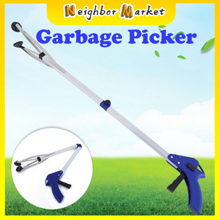 Folding Household Garbage Picker Alloy Trash Grabber Waste Leaves Pick Cleaning Up Clip Garden ...