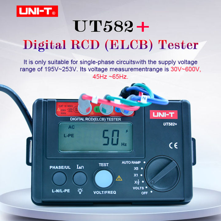 【Ready Stock】UNI-T UT582+ Digital RCD (ELCB) Tester AUTO RAMP Leakage ...