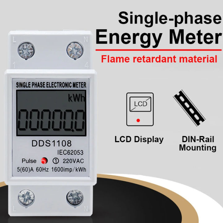 Single Phase Electric Energy Meter AC Digital Watt-Hour Meter Flame ...