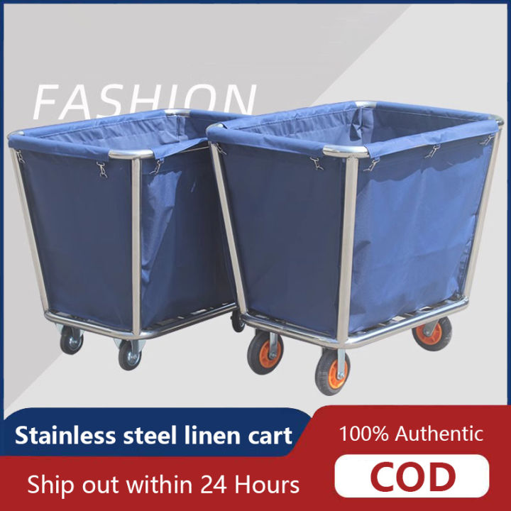 Stainless steel Linen cart collection trolley cleaning room trolley ...