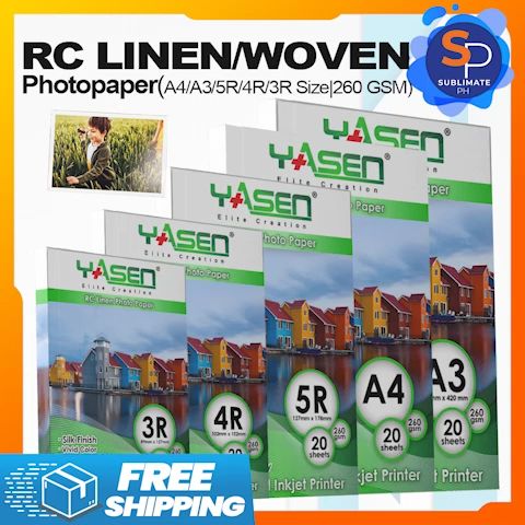 Yasen RC Linen Waterproof Photo Paper 20 Sheets A4 Size 260GSM (A3/ 5R ...