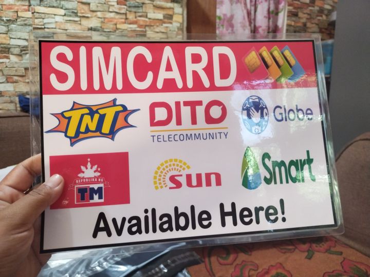 SIMCARD AVAILABLE HERE LAMINATED/PVC-PET SIGNAGE | Lazada PH