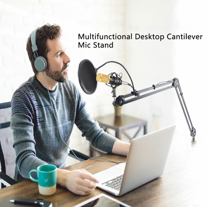 Microphone Arm Stand, Heavy Duty Mic Arm Microphone Stand Suspension Scissor Boom Stands with ...