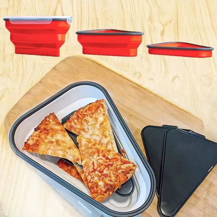 Food Grade Silicone Folding Pizza Box Reusable Triangle For Pizza ...