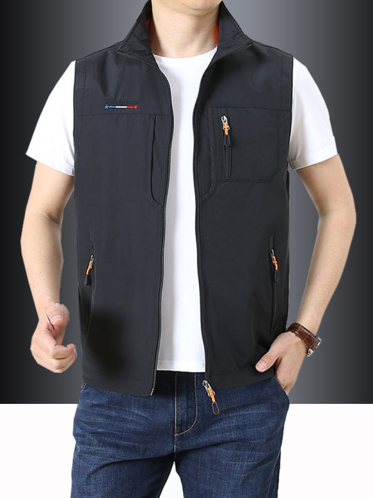 AOHE | เสื้อกั๊กตกปลาสำหรับผู้ชาย หลายช่อง กันน้ำ กันลม | Lazada.co.th