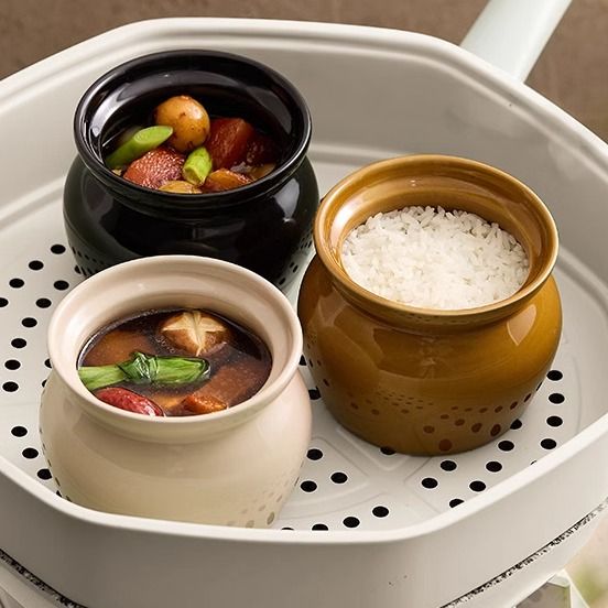 One-Person Ceramic Steaming Bowl for Stew Apple Soup Cooking Utensils ...