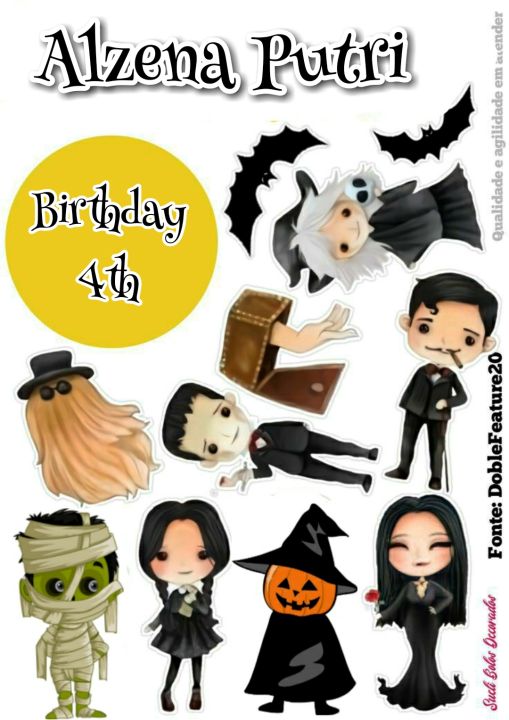 Topper kue wednesday hallowen custom nama | Lazada Indonesia