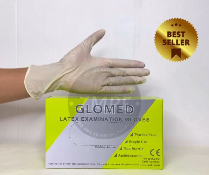 Glomed White Latex Disposable Examination Gloves XS/S/M/L/XL | Lazada PH