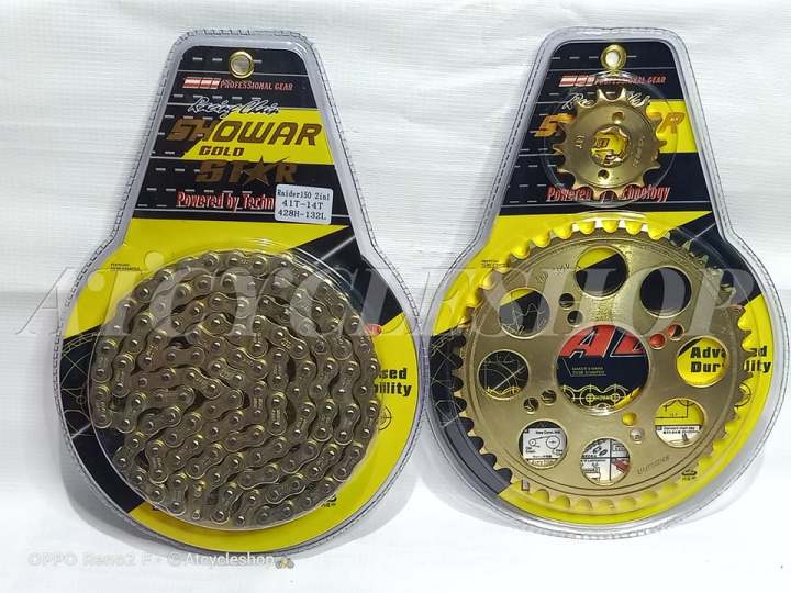 SHOWAR CHAIN AND SPROCKET SET FOR RAIDER 150 CARB/R150 FI/R150 REBORN ...