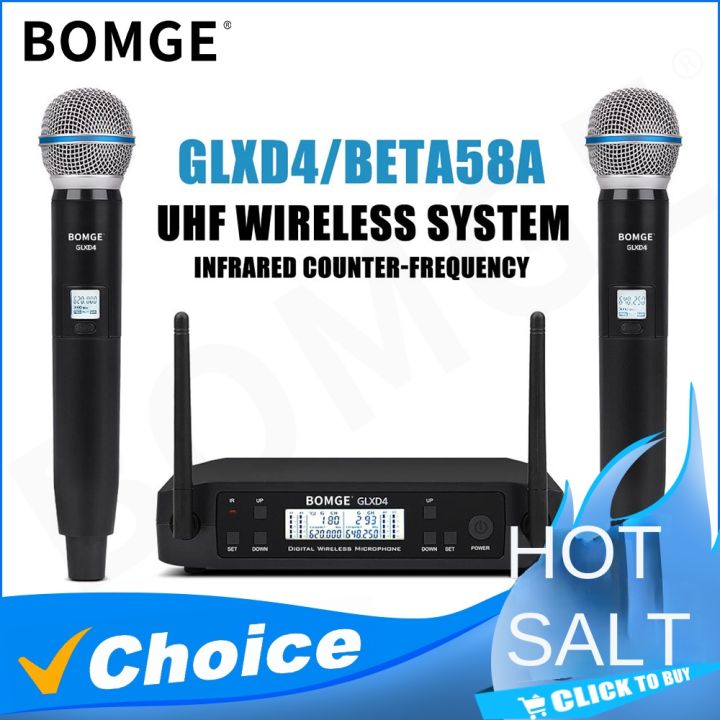 BOMGE Microphone Wireless GLXD4 Professional UHF System Handheld Mic ...