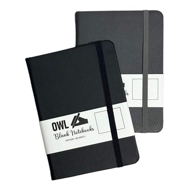 A6 Small Leather Journal Notebook - Blank Grid or Dotted pages with ...