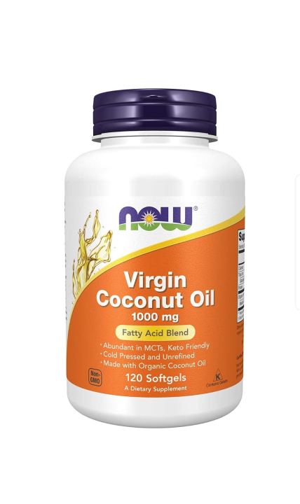 Virgin Coconut Oil VCO Capsules, NOW Supplements, 1000 mg, 120 Softgels ...