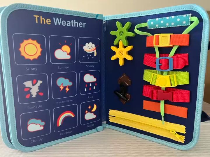 【Lemonu baby】Montessori Sensory Toys 8Pages Toddler Busy Board Baby ...