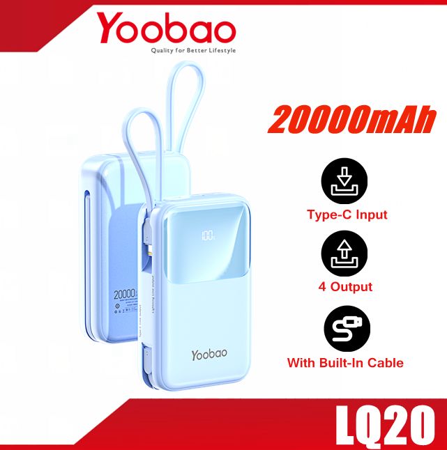 YOOBAO Q18 20000mAh PD20W SCP22.5W Built-in Cable Multi-function Power ...