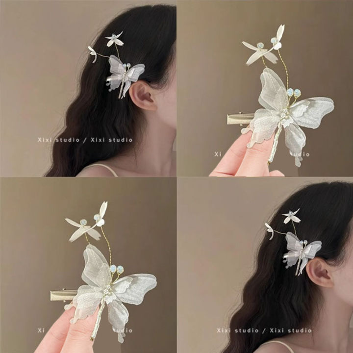Adorable White Butterfly Hair Clip Fairy Tale Side Clip Duckbill Hair ...