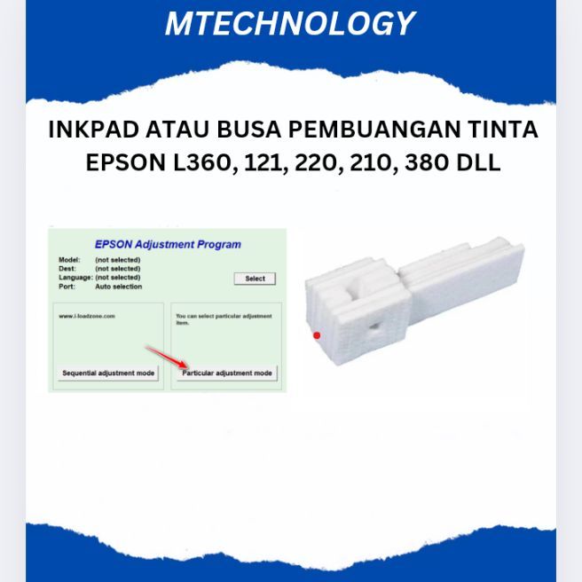 Riseter dan ink Pad Epson L110, L121, L360, L380, Tempat Pembuangan ...
