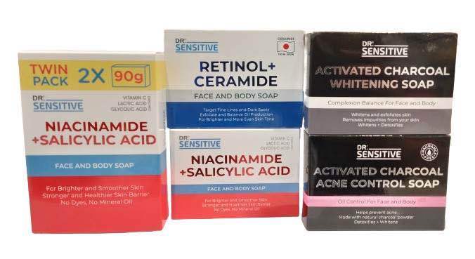DR. SENSITIVE Face & Body Soap 120g (Niacinamide/Charcoal Acne Control ...