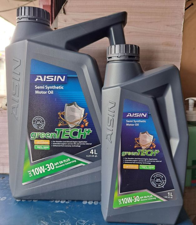 AISIN greenTECH+ Semi Synthetic Motor Oil SAE 10W-30 API SN Plus (4L/1L ...
