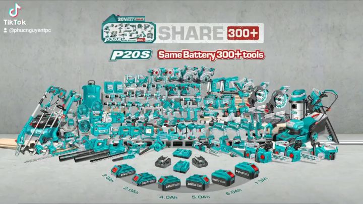 Bộ combo Total TOSLI23062 máy khoan búa không chổi than dùng pin Lithium-ion 20V và máy trộn cầm ...