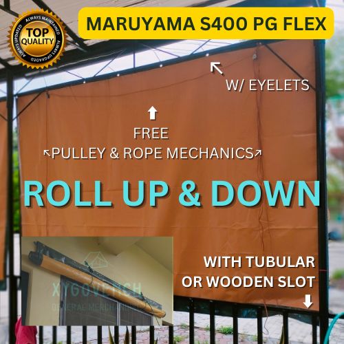 9ft x 9ft TRAPAL ROLL UP W/ PULLEY SET UP / MARUYAMA S400 PG FLEX ...