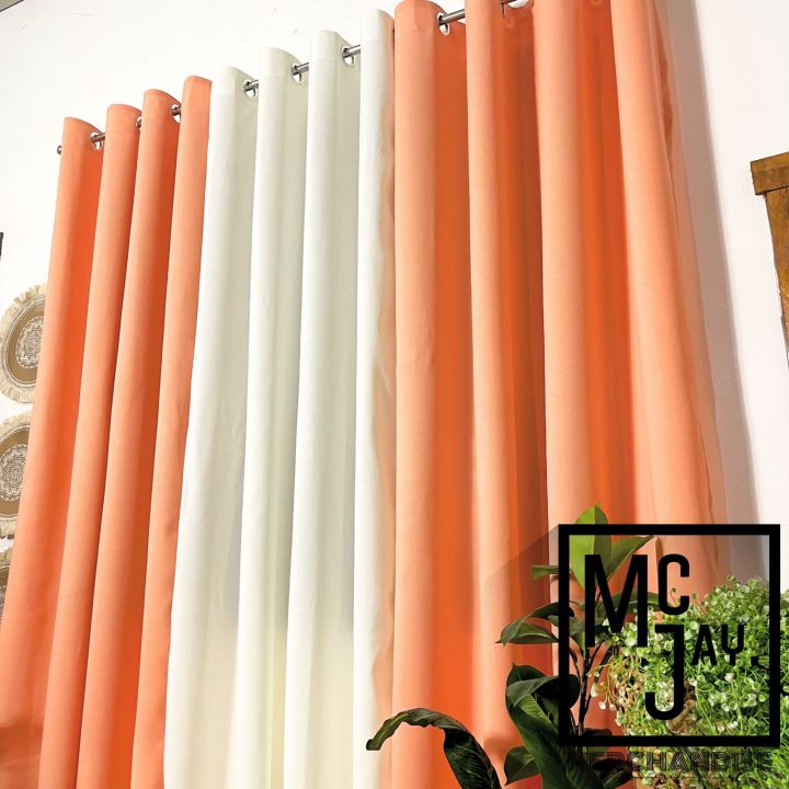 MCJAY - 3in1 Color of the Year 2024 Apricot Crush Ring Curtain Set (6ft ...