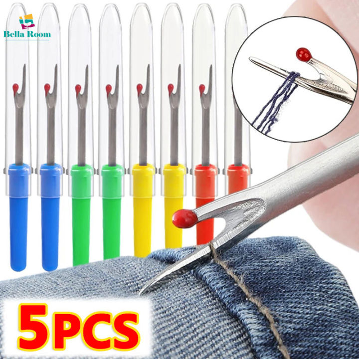 5Pcs Metal Steel Sewing Seam Ripper with Cover Cross-Stitch Thread ...