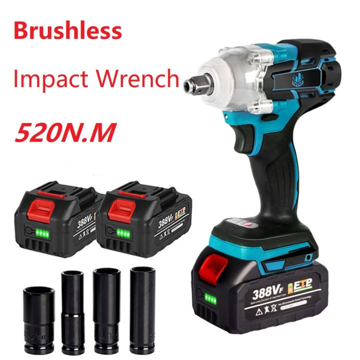 (free gift)520N.M Brushless Electric Impact Wrench Rechargeable Handheld 1/2 inch 3 Speed ...